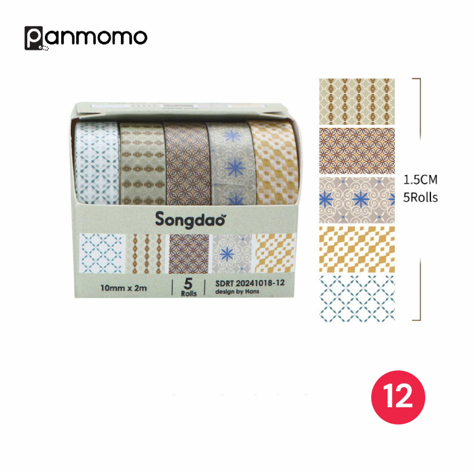 Masking Tape Set 5pc Geo Pattern | panmomo.com