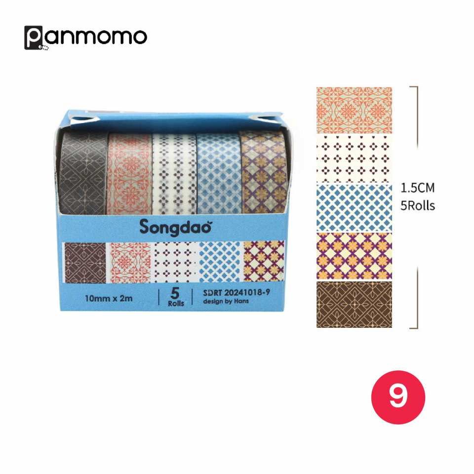 Masking Tape Set 5pc Geo Pattern | panmomo.com