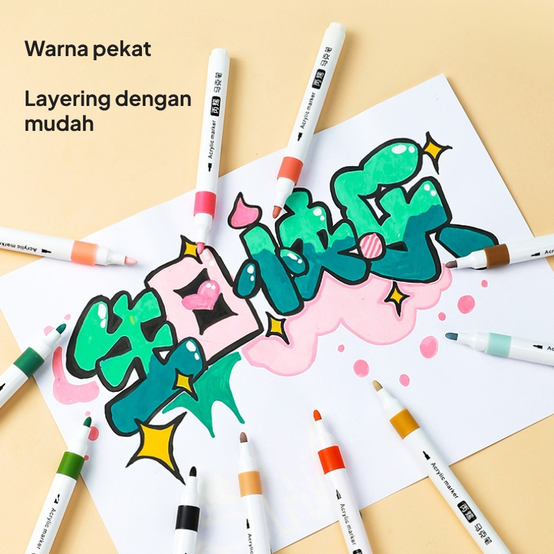 Colorful Graffiti Acrylic Marker Box Set 48pcs | panmomo.com